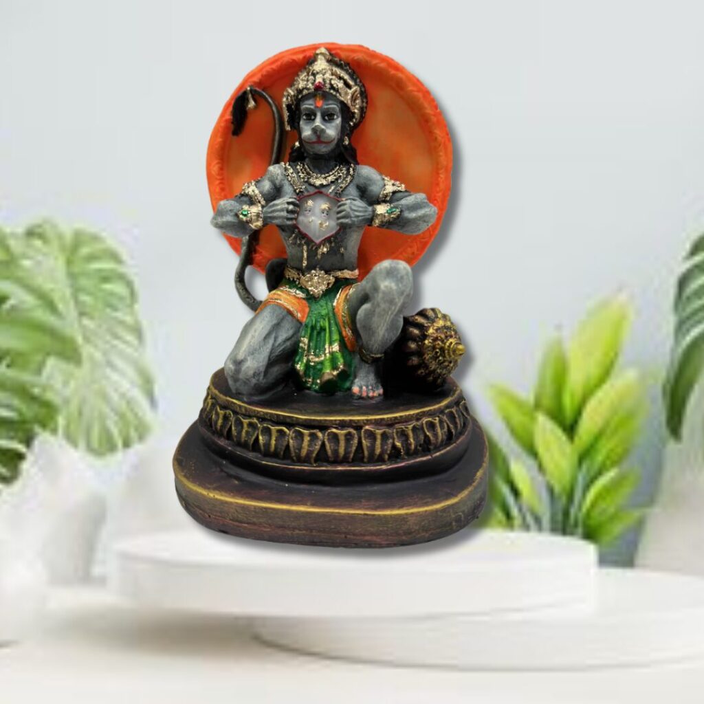 Divine Blessing: 7" Hanuman Murti with Ram & Sita | Handcrafted Hindu ...